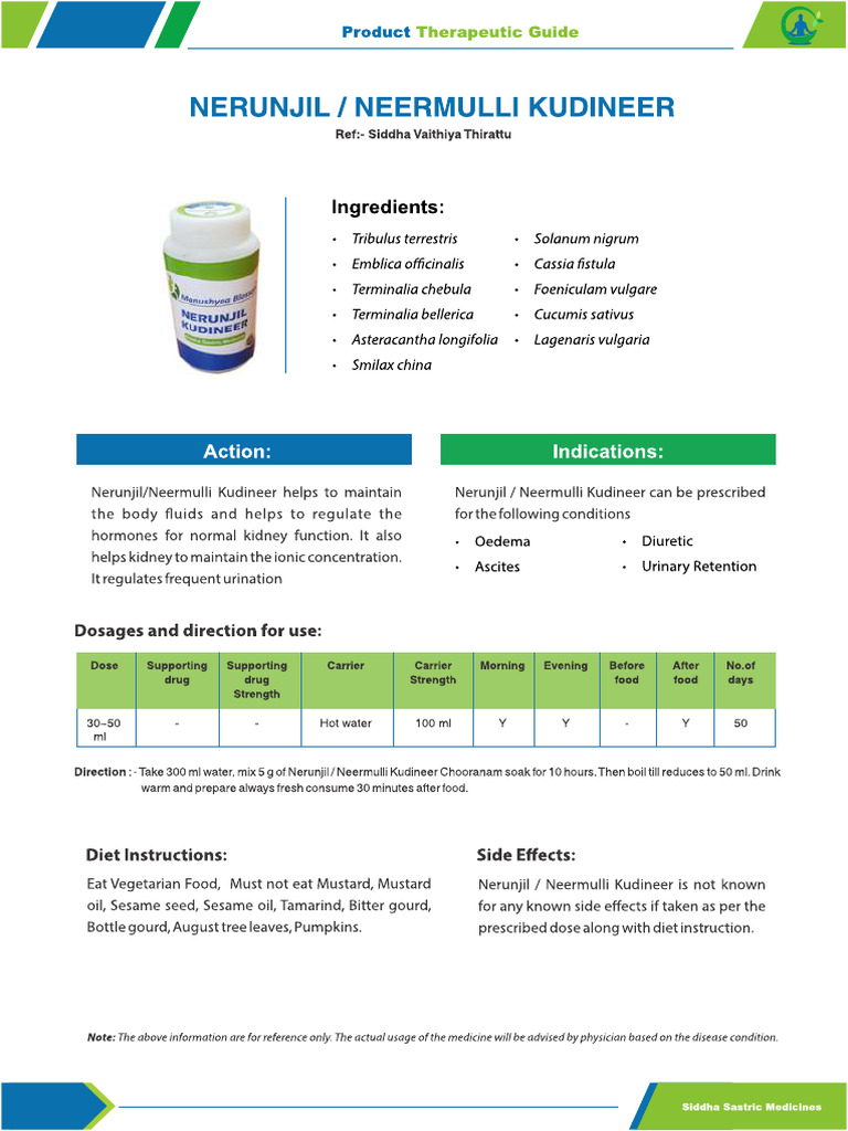 NERUNJIL NEERMULLI KUDINEER | PDF