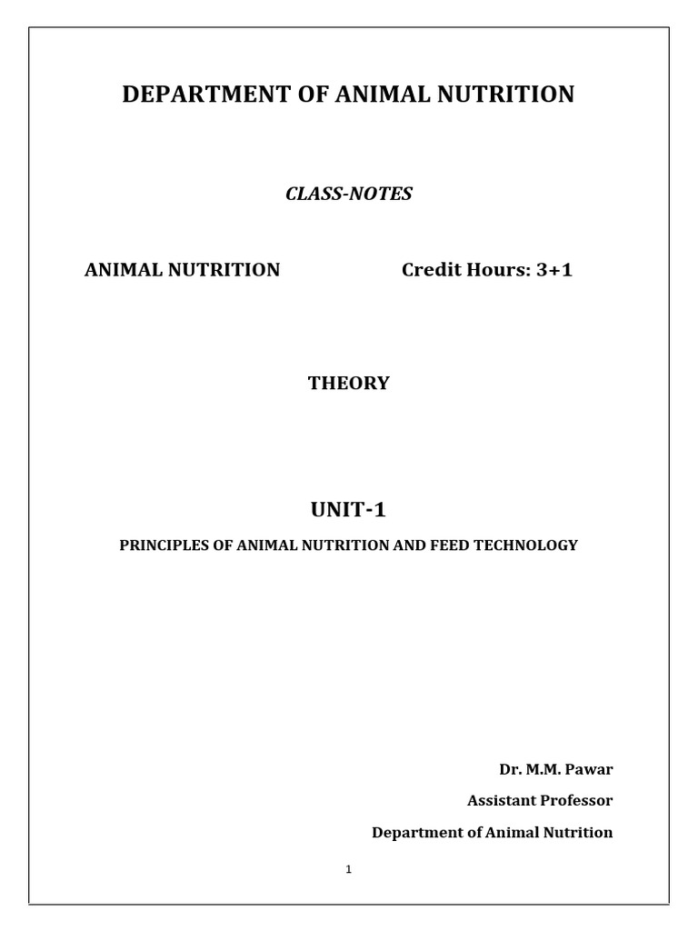 Animal Nutrition I Class Notes-1 | PDF | Lipid | Amino Acid