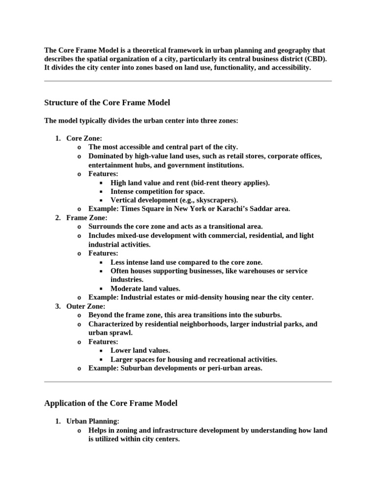 The Core Frame Model Is A Theoretical Framework in Urban Planning and ...