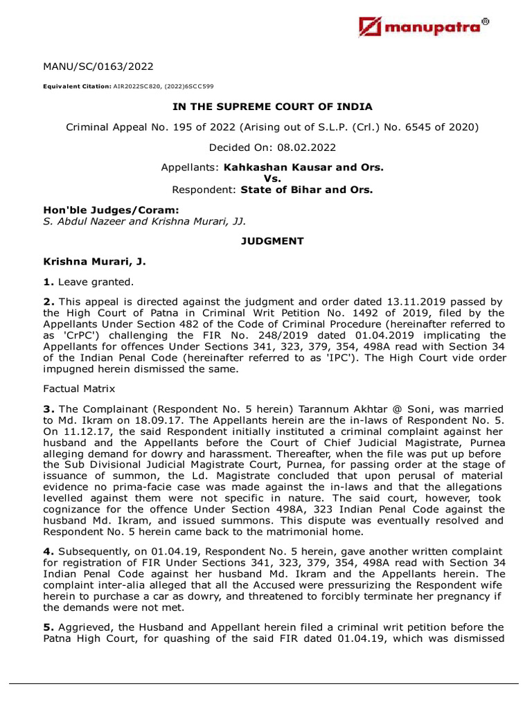 Allegations to be specific - Quash - 498A | PDF | Judiciaries | Public Law