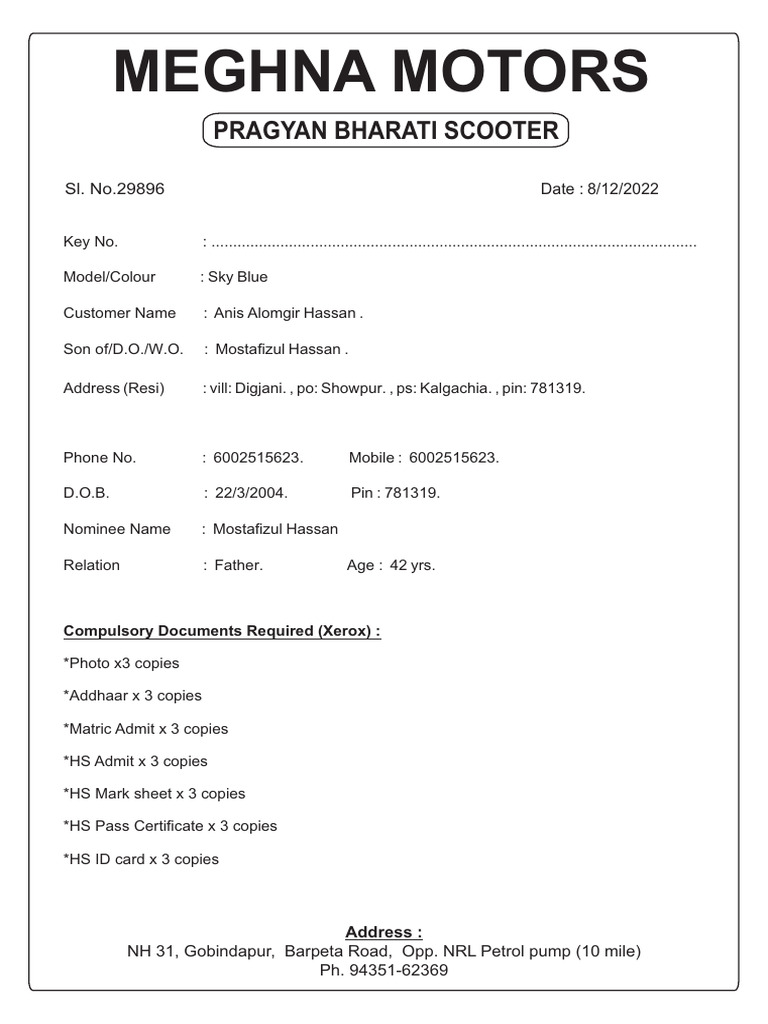 Scooty Form 1.2 | PDF
