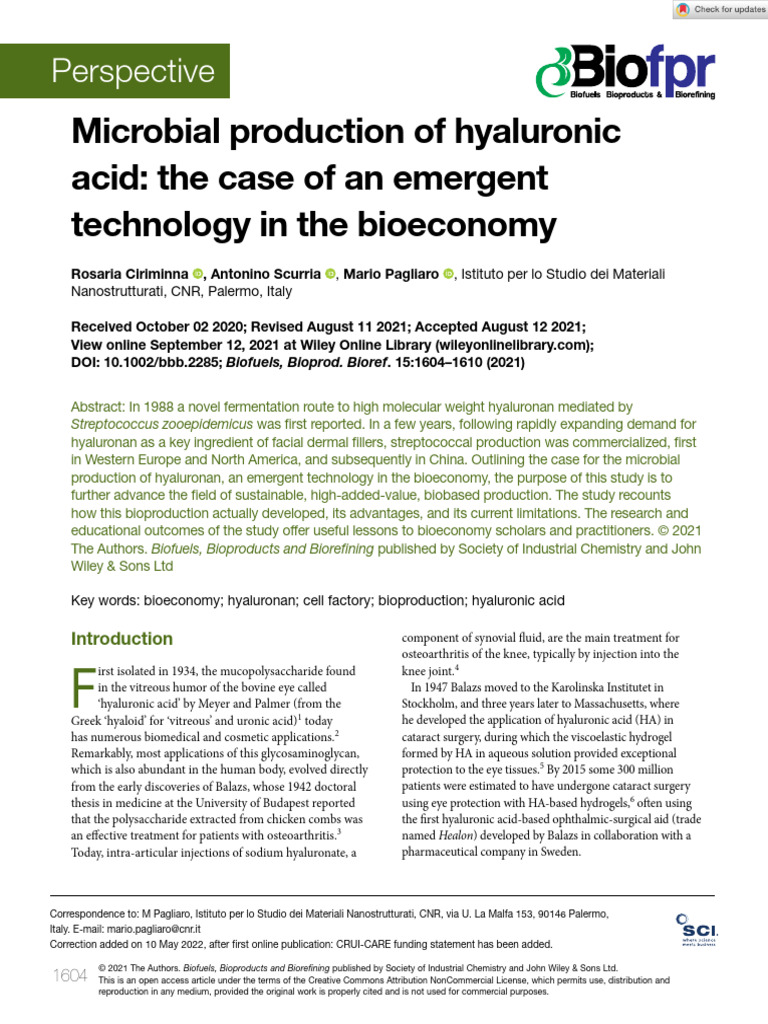 Biofuels Bioprod Bioref - 2021 - Ciriminna - Microbial Production of ...