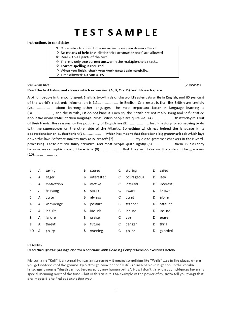 Test_Sample_EN_2016 | PDF