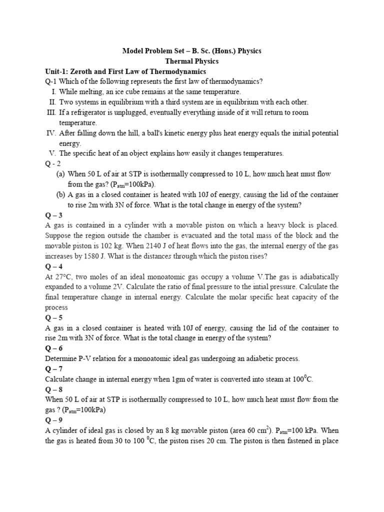 Thermal-Question Bank | PDF | Gases | Heat