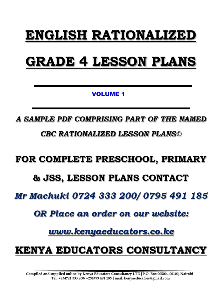 Grade 4 English Lesson Plans PDF | PDF | Vocabulary | English Language