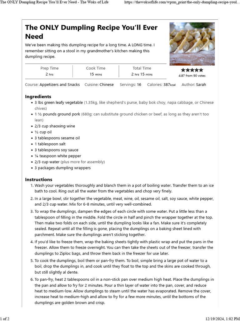 The ONLY Dumpling Recipe You'll Ever Need - The Woks of Life | PDF ...