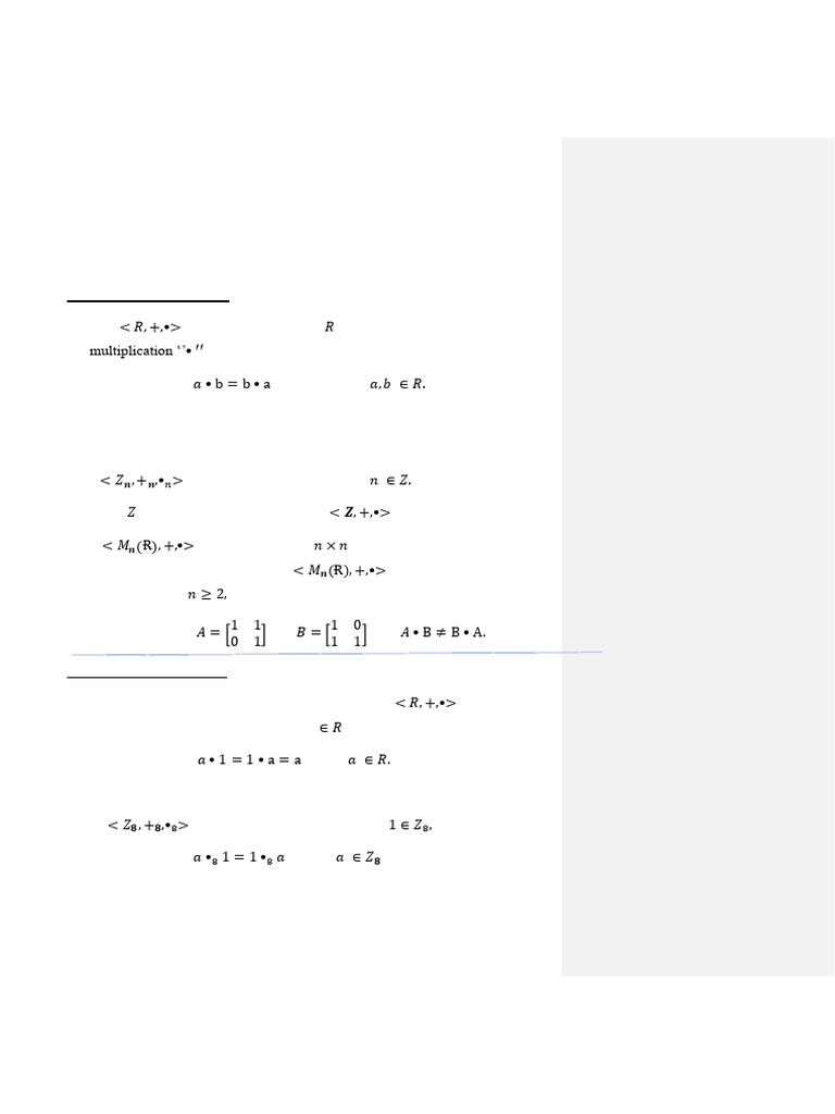 Lecture 1pdf | PDF | Ring (Mathematics) | Group (Mathematics)