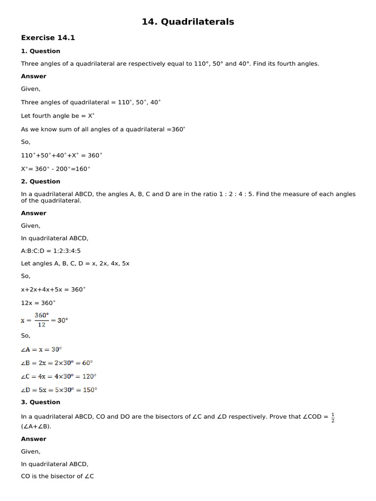 Class 9 Maths CH 8 Quadrileterals | PDF | Rectangle | Classical Geometry