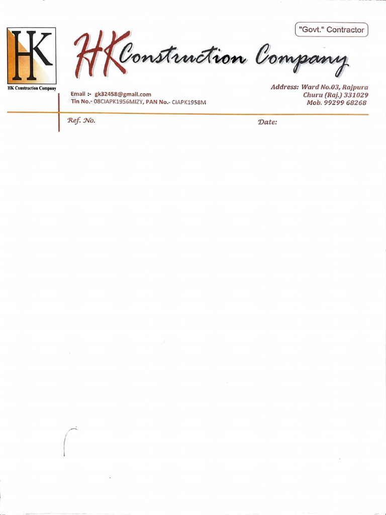 HK Construction Company Contact Info | PDF