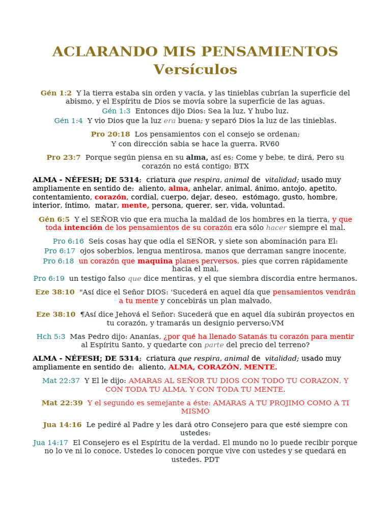 ACLARANDO MIS PENSAMIENTOS Versiculos | PDF | Creencia religiosa y doctrina