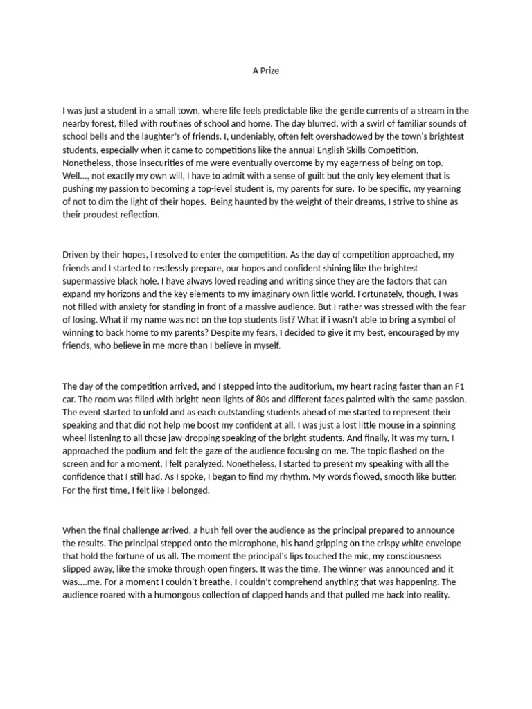 Overcoming Insecurities to Win a Prize | PDF