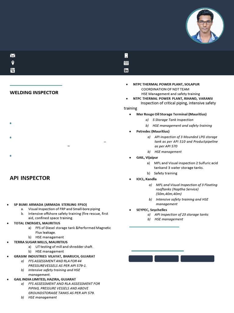ANURUTH API Inspector Resume' (1) | PDF | Nondestructive Testing ...