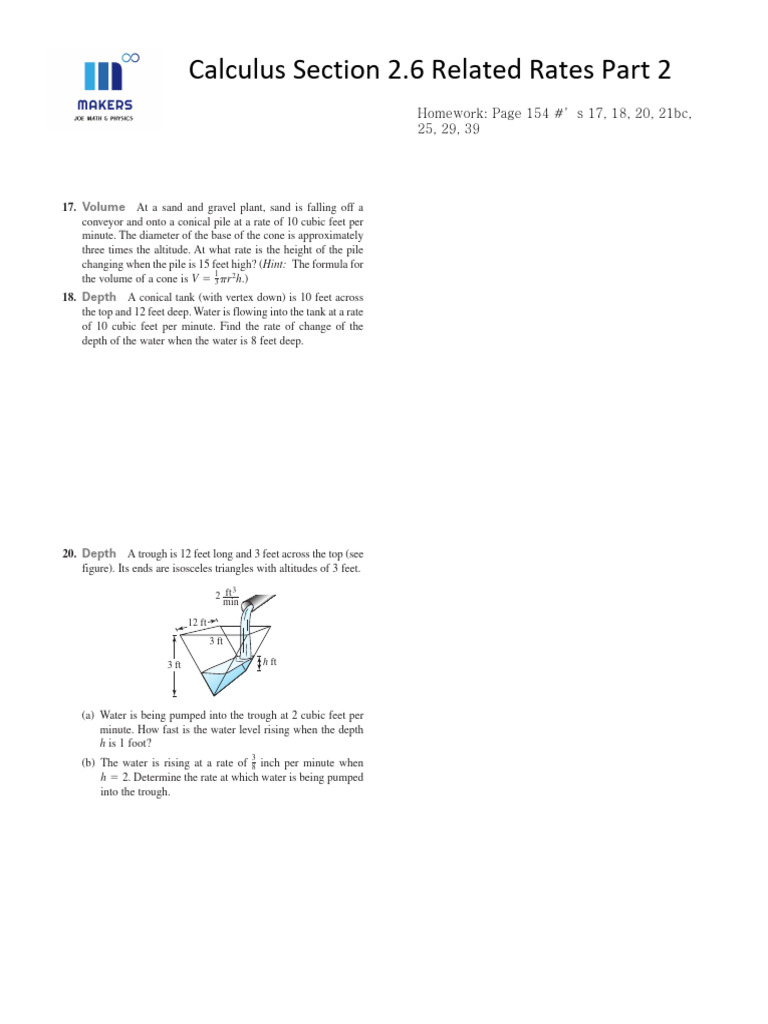 Calculus Related Rates Homework | PDF | Euclidean Geometry | Elementary ...
