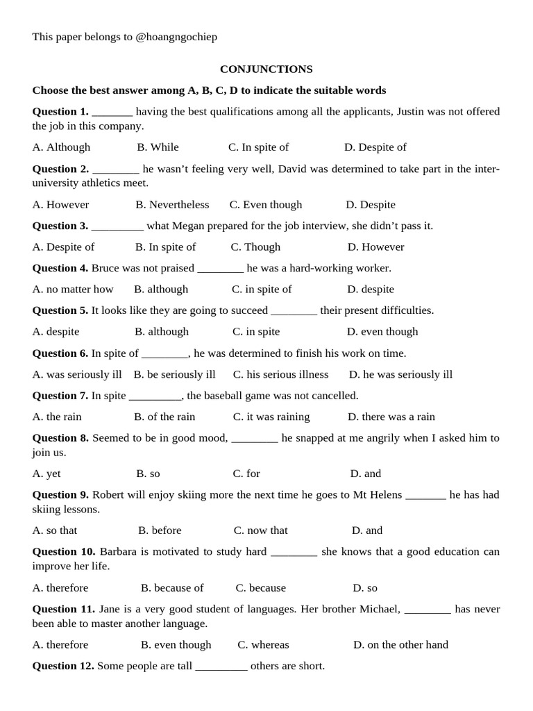 04-CONJUNCTIONS | PDF | Foods