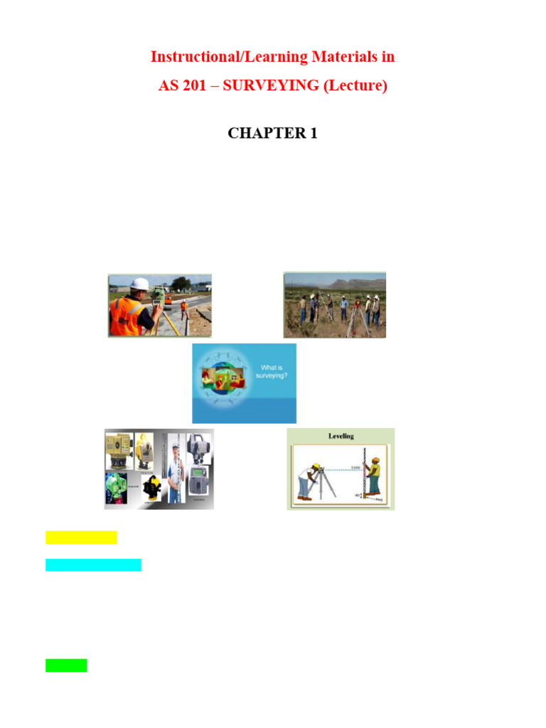 Chap1 Intro Types Survey F B PDF | PDF | Surveying | Geodesy