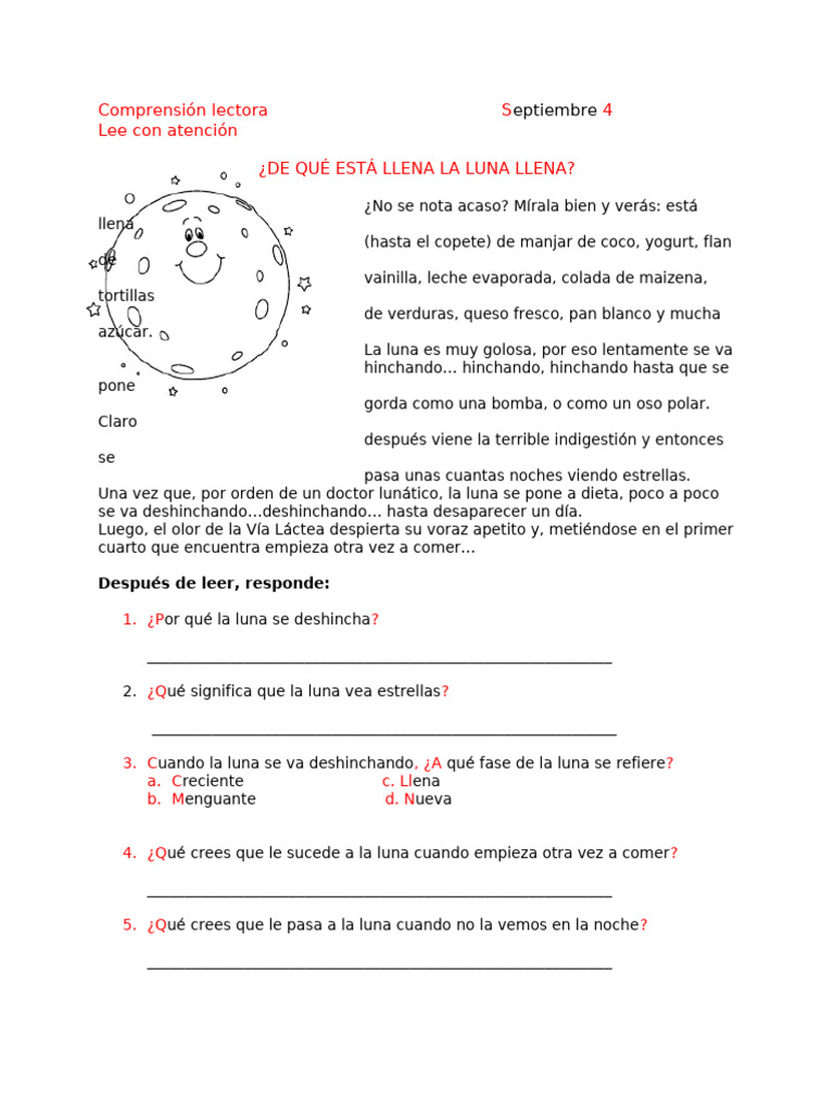 La Luna Llena: Un Cuento Creativo | PDF