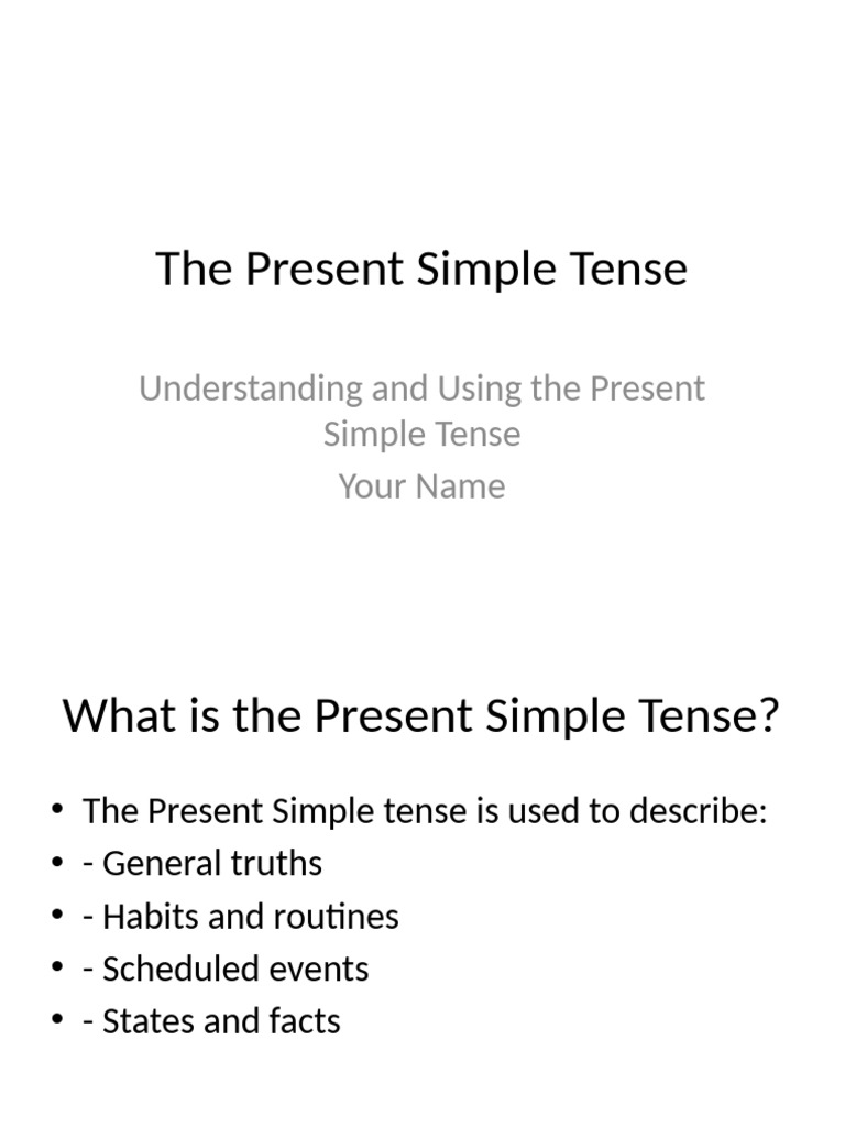 Present Simple Tense Presentation | PDF