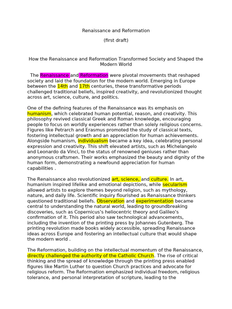 Renaissance Social Pbl | PDF | Renaissance | Humanism
