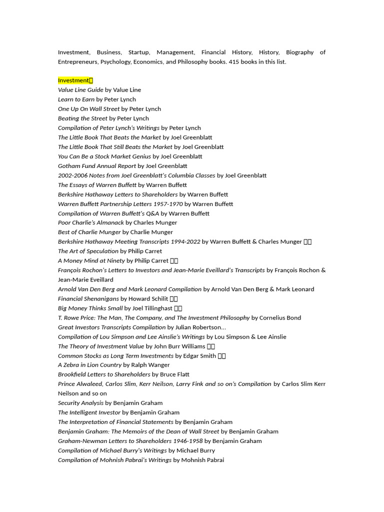 Business Books | PDF | Benjamin Graham | Warren Buffett