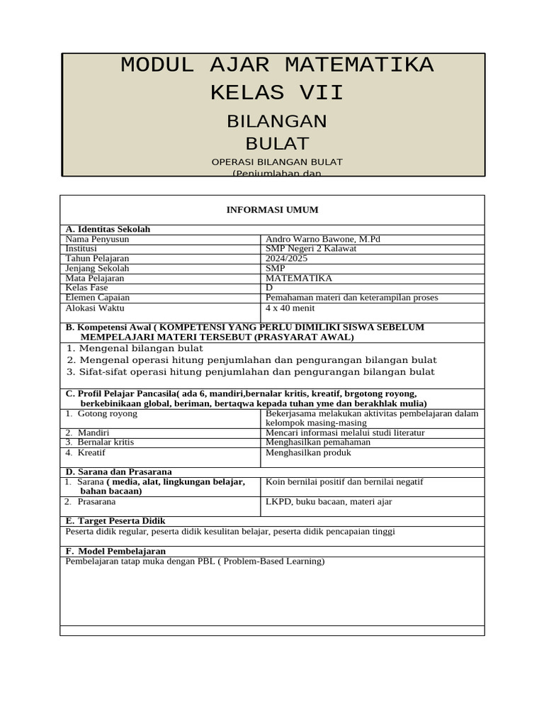 modul bilangan 1 | PDF