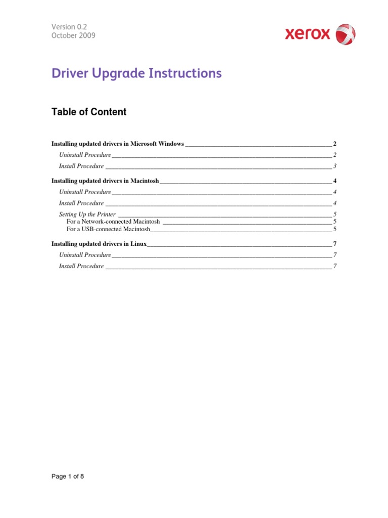 Driver Upgrade Instructions: Table of Content | PDF | Installation ...