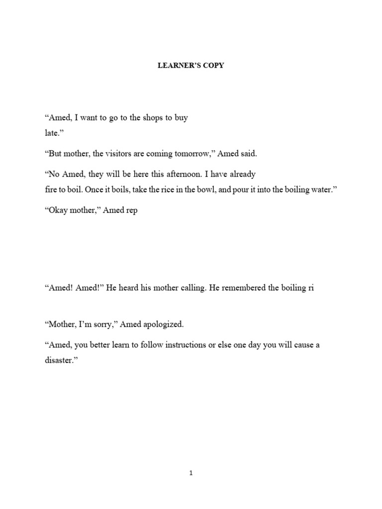 Grade 7 Section A Learner's Copy Set 1 | PDF