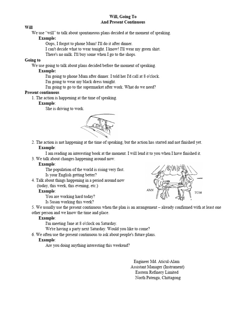 Future Tenses: Will vs. Going To vs. Present Continuous | PDF