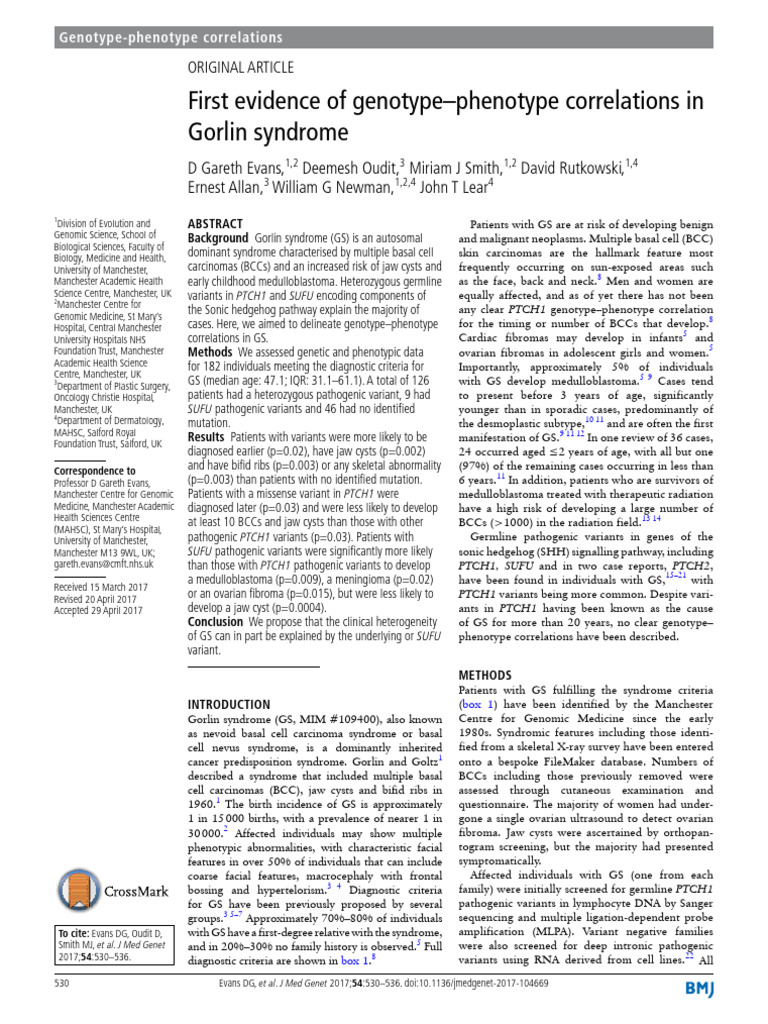 Evans Et Al. - 2017 - First Evidence of Genotype-Phenotype Correlations ...