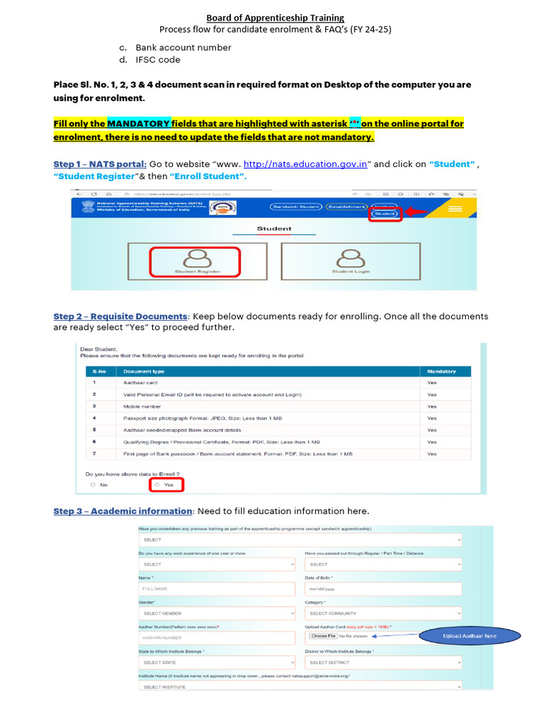 2024-25 - Enrolment Process & FAQ's NATS 2.0 - 03 | PDF