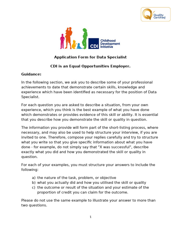 CDI 2024 DS-ApplicationForm | PDF | Information | Cognition