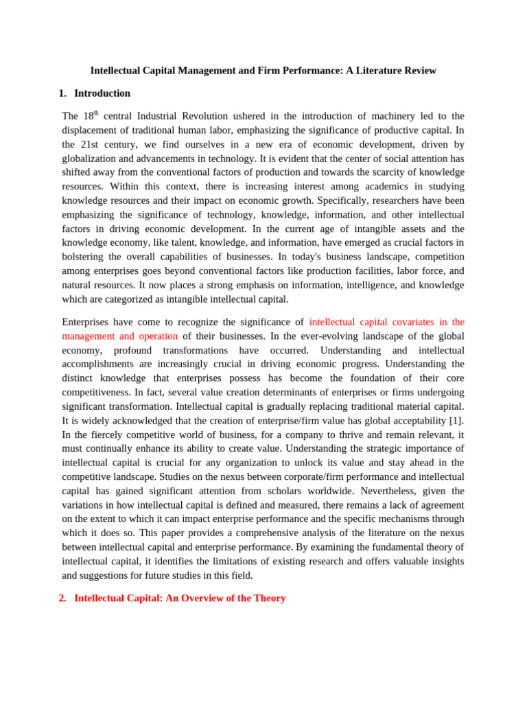 OMO Intellectual Capital Management and Firm Performanc1 | PDF | Capital (Economics) | Methodology