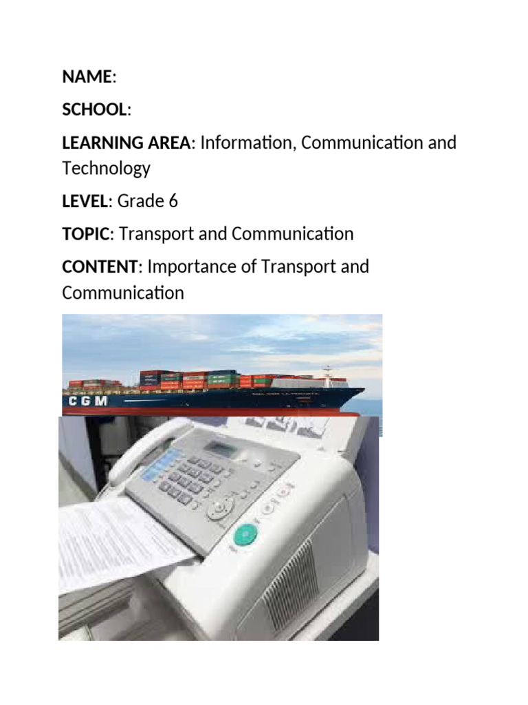 Transport and Communication Cover | PDF