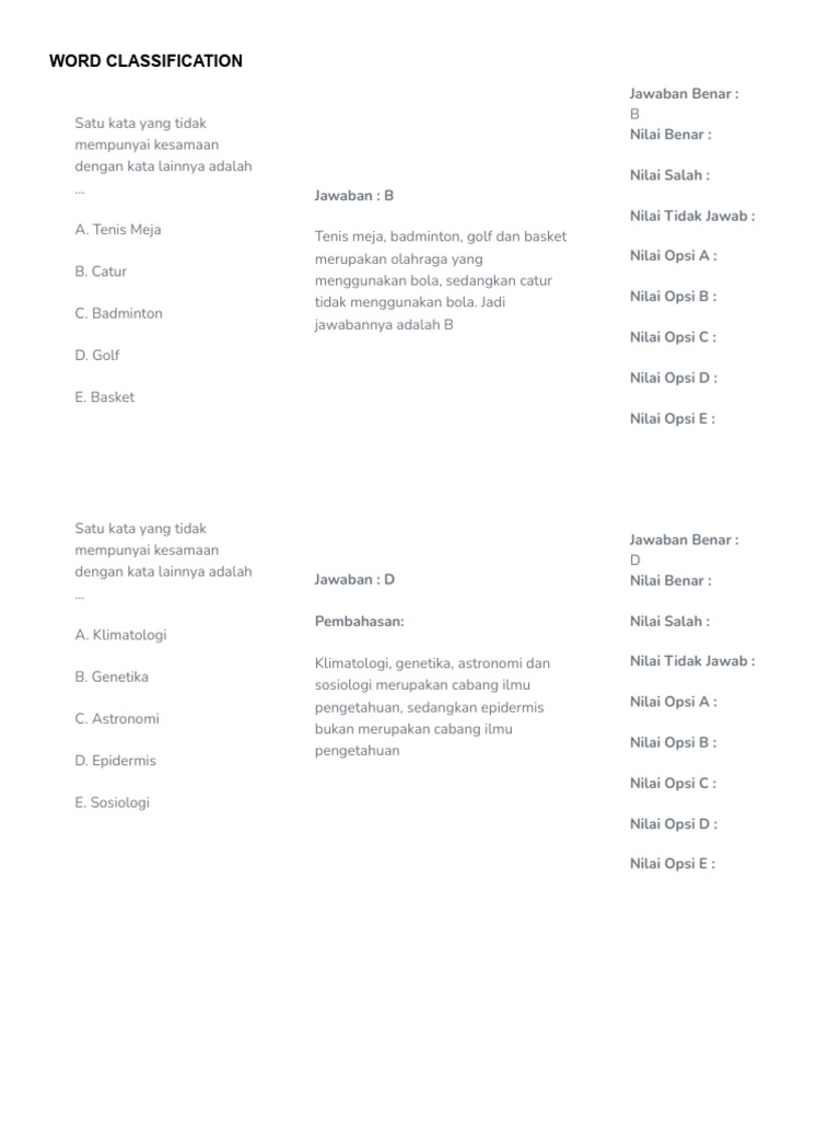 Word Classification | PDF