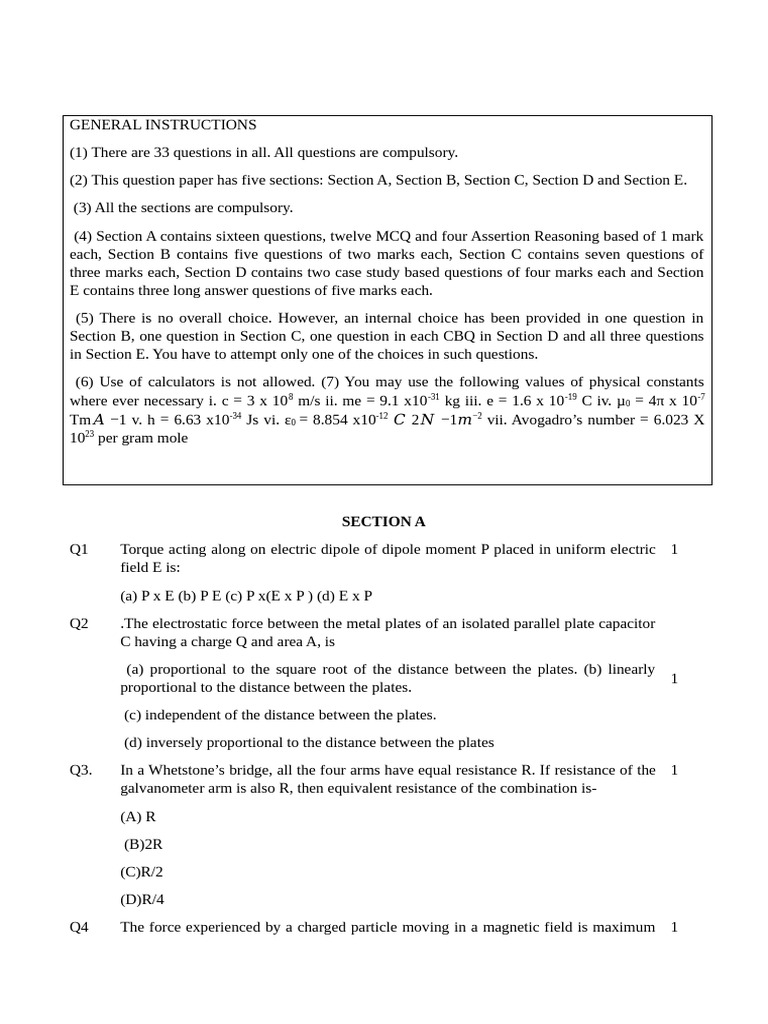 XII Physics QP | PDF | Electrical Resistivity And Conductivity | Valence And Conduction Bands