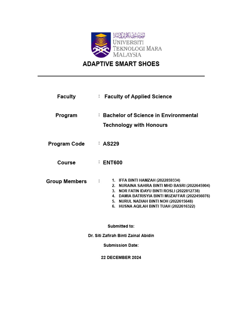 Adaptive Smart Shoes Innovation | PDF | Wearable Technology | Shoe