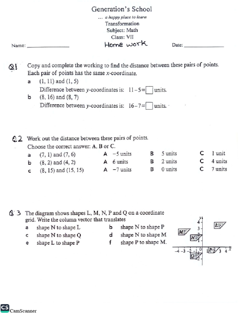Grade 7 Summer Vacation HW | PDF
