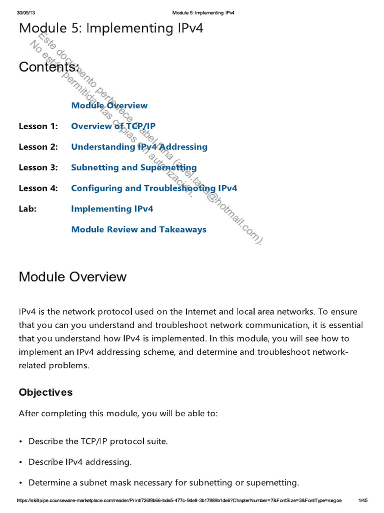 Module 5 - Implementing IPv4 | PDF