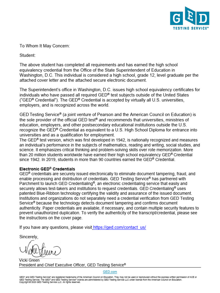 GED Diploma and Transcript | PDF | General Educational Development