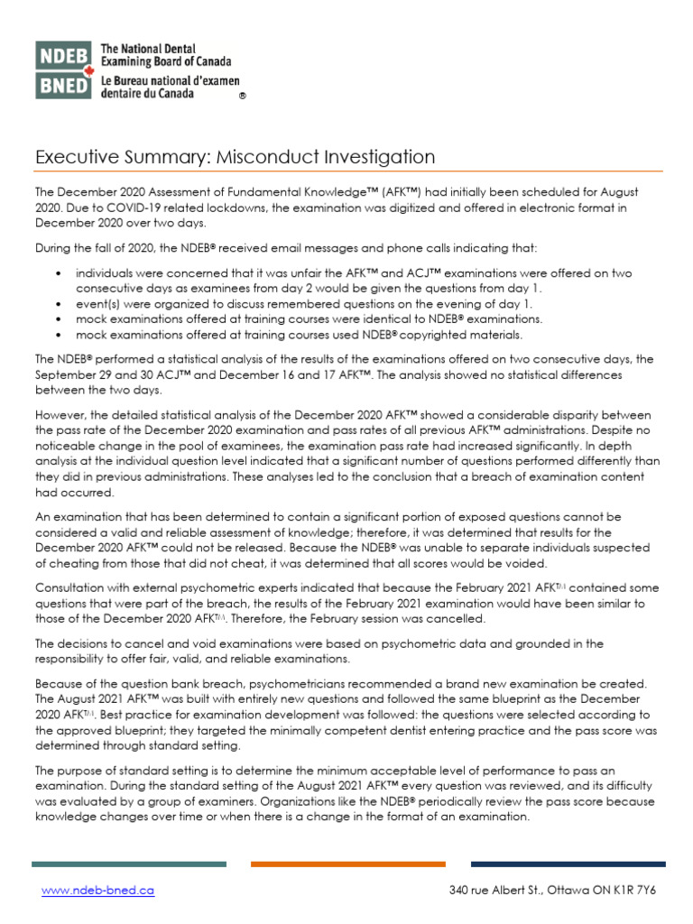 Executive Summary Misconduct Investigation AFK and ACJ | PDF ...