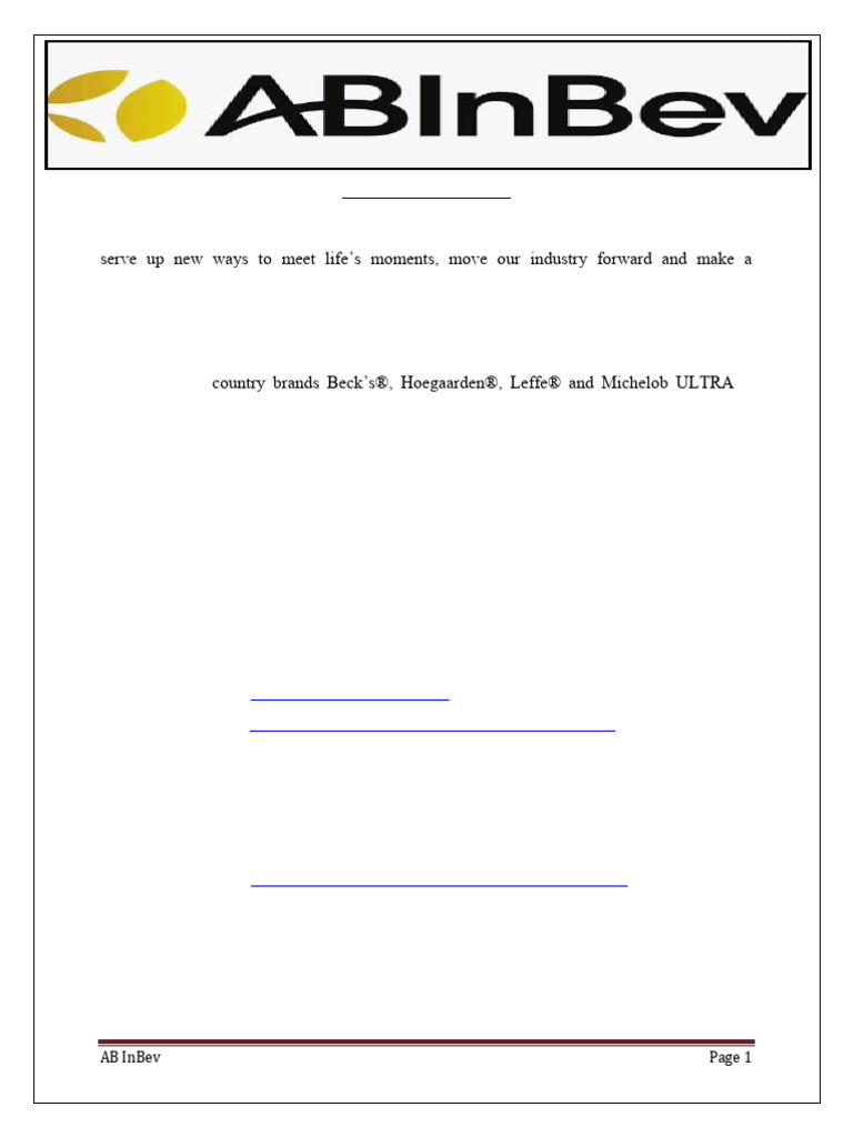 AB INBEV | PDF | Anheuser Busch | Anheuser Busch Brands
