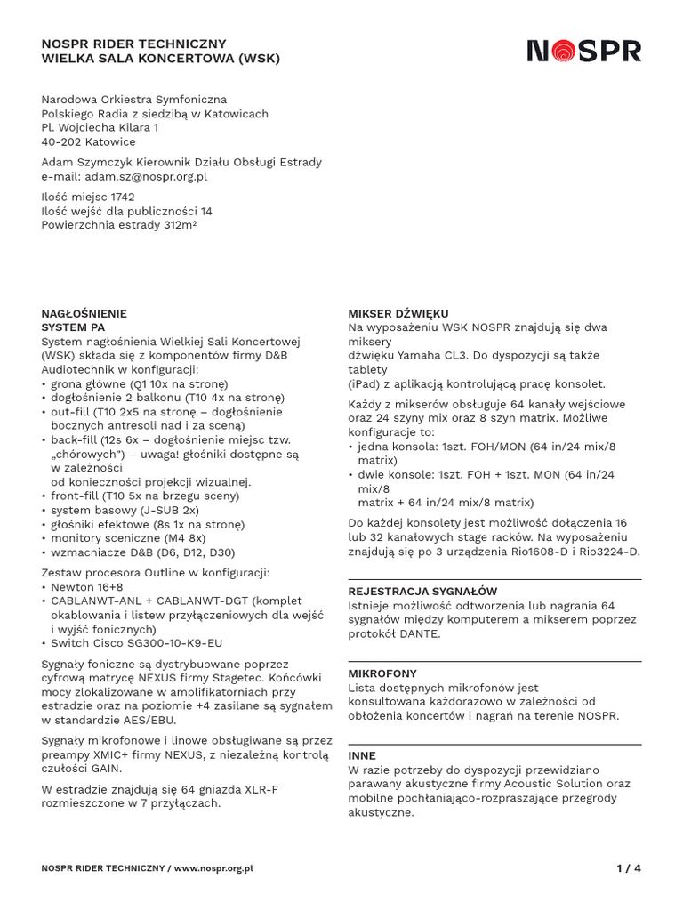 NOSPR Rider Techniczny WSK | PDF