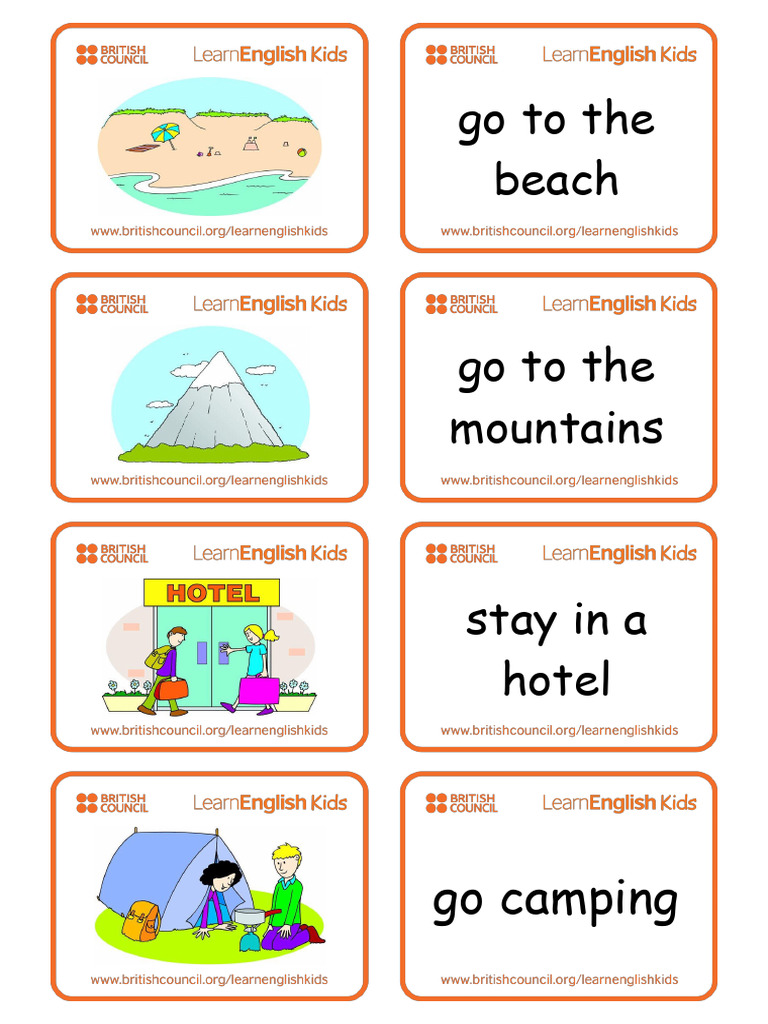 Summer Holiday Activities Flashcards | PDF