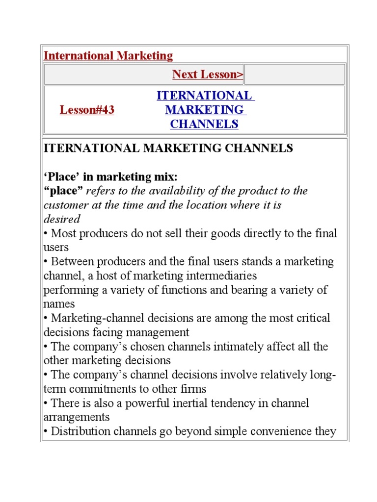 International Marketing | Download Free PDF | Distribution (Business ...