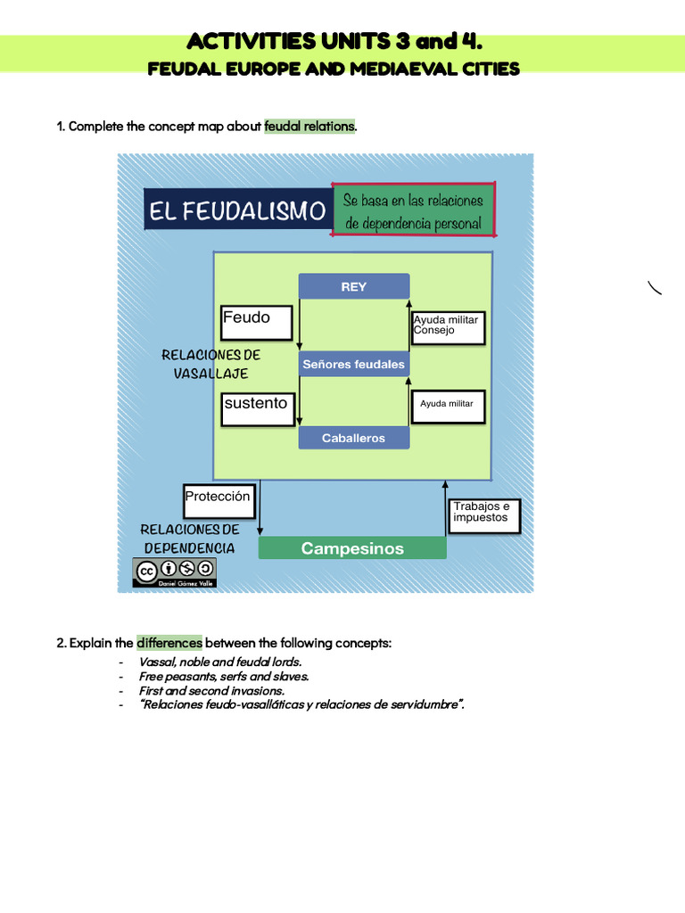 Se Editó: ACTIVITIES UNITS 3 AND 4: FEUDALISM AND MEDIEVAL CITIES | PDF ...
