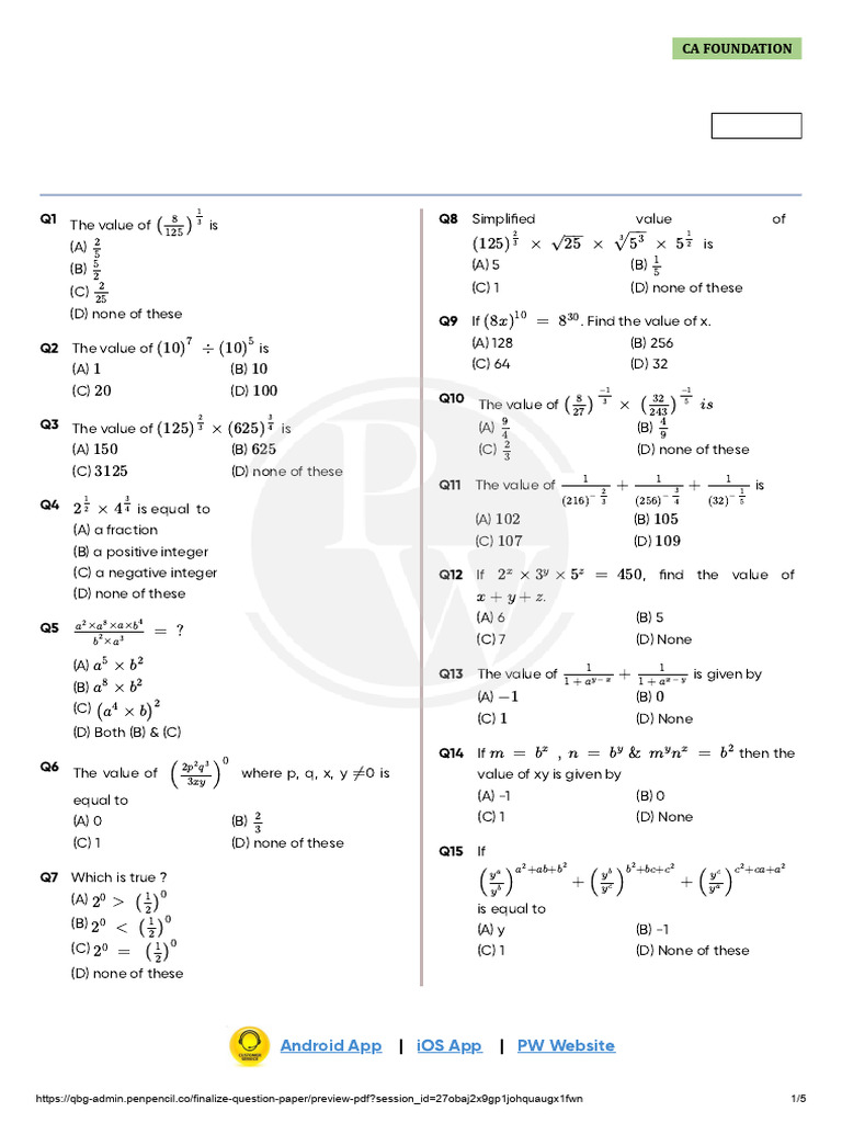 Ratio and Proportion, Indices, Logarithm - DPP 03 (Of Lec 05) | PDF | Arithmetic | Numbers
