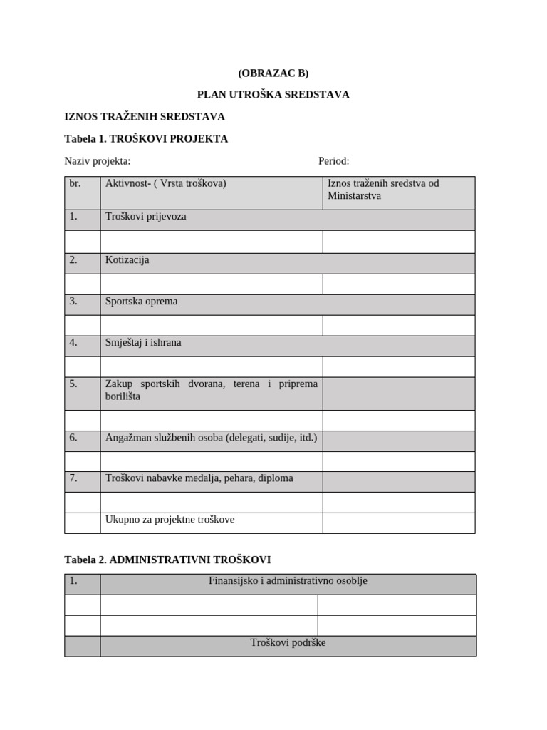 OBRAZAC B Bosanski | PDF