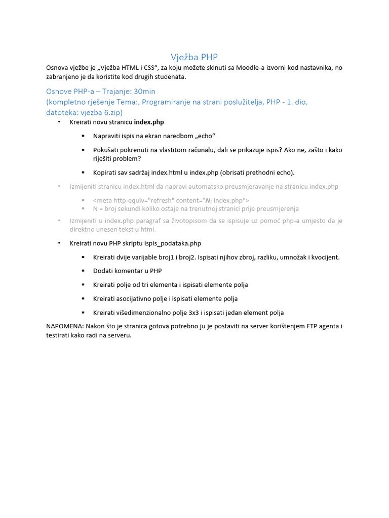 2 Vjezbe 2- PHP | PDF