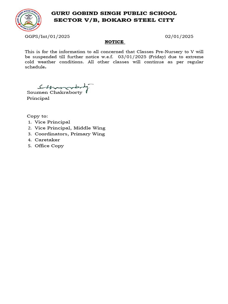 Notice: Class Suspension Update | PDF