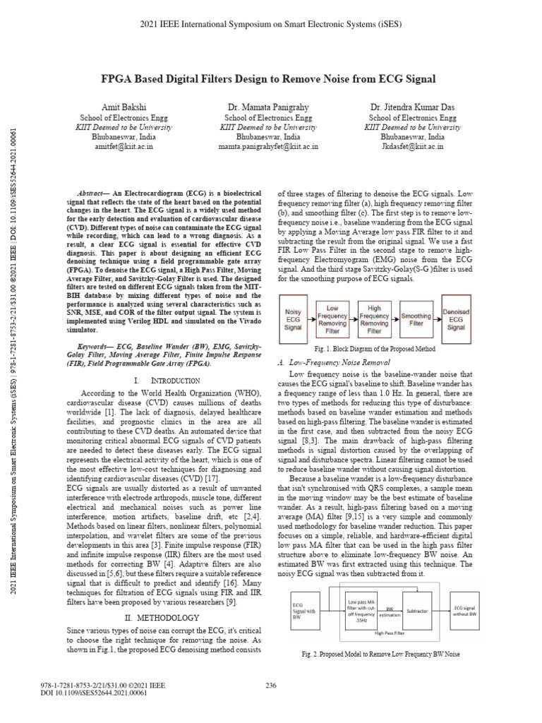FPGA Based Digital Filters Design To Remove Noise From ECG Signal | PDF | Signal Processing ...