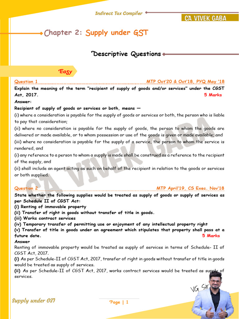 GST Supply Chapter Practical Questions | PDF | Value Added Tax | Taxes